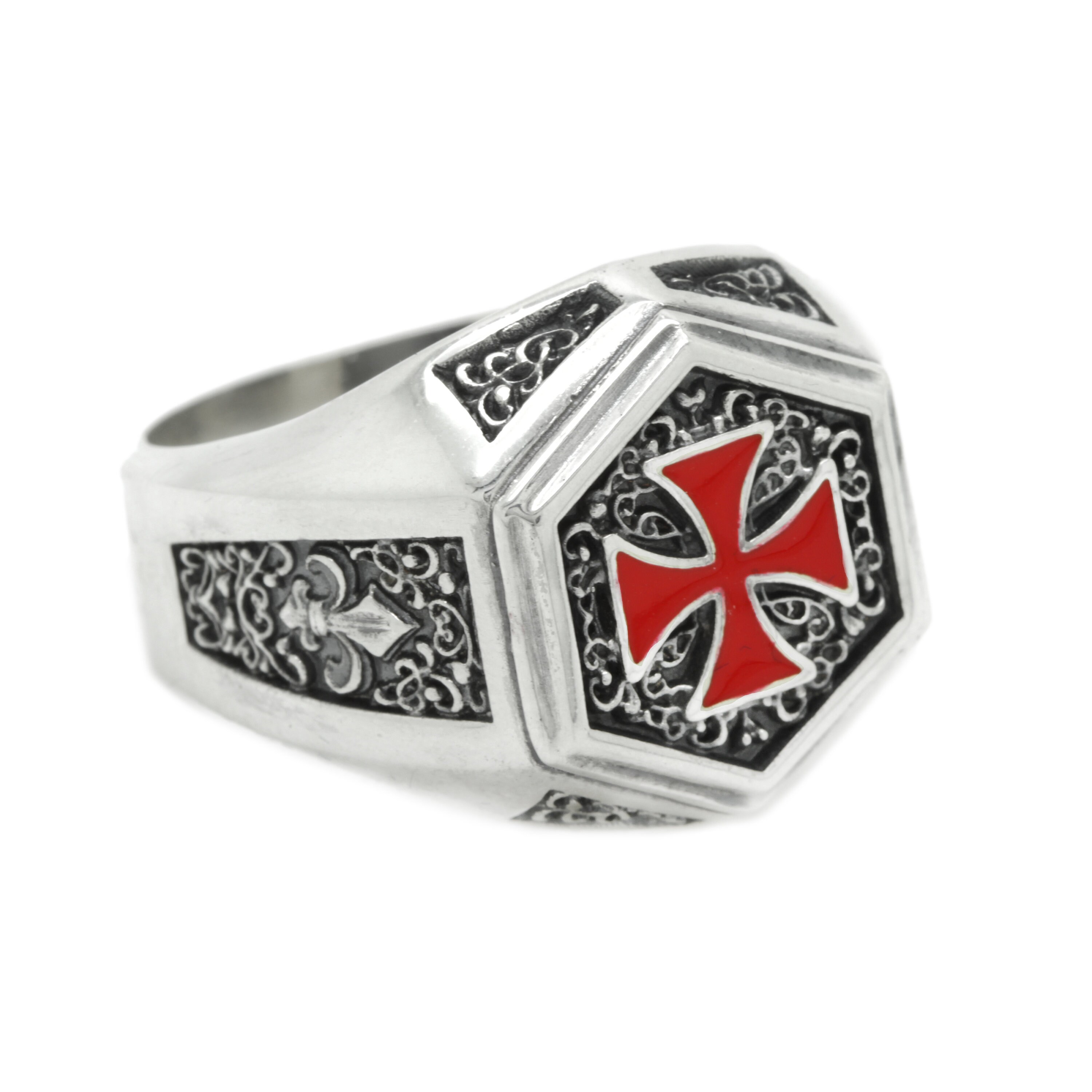 Knights Templar Ring, the Order of Solomon Temple Signet With Cross Red ...