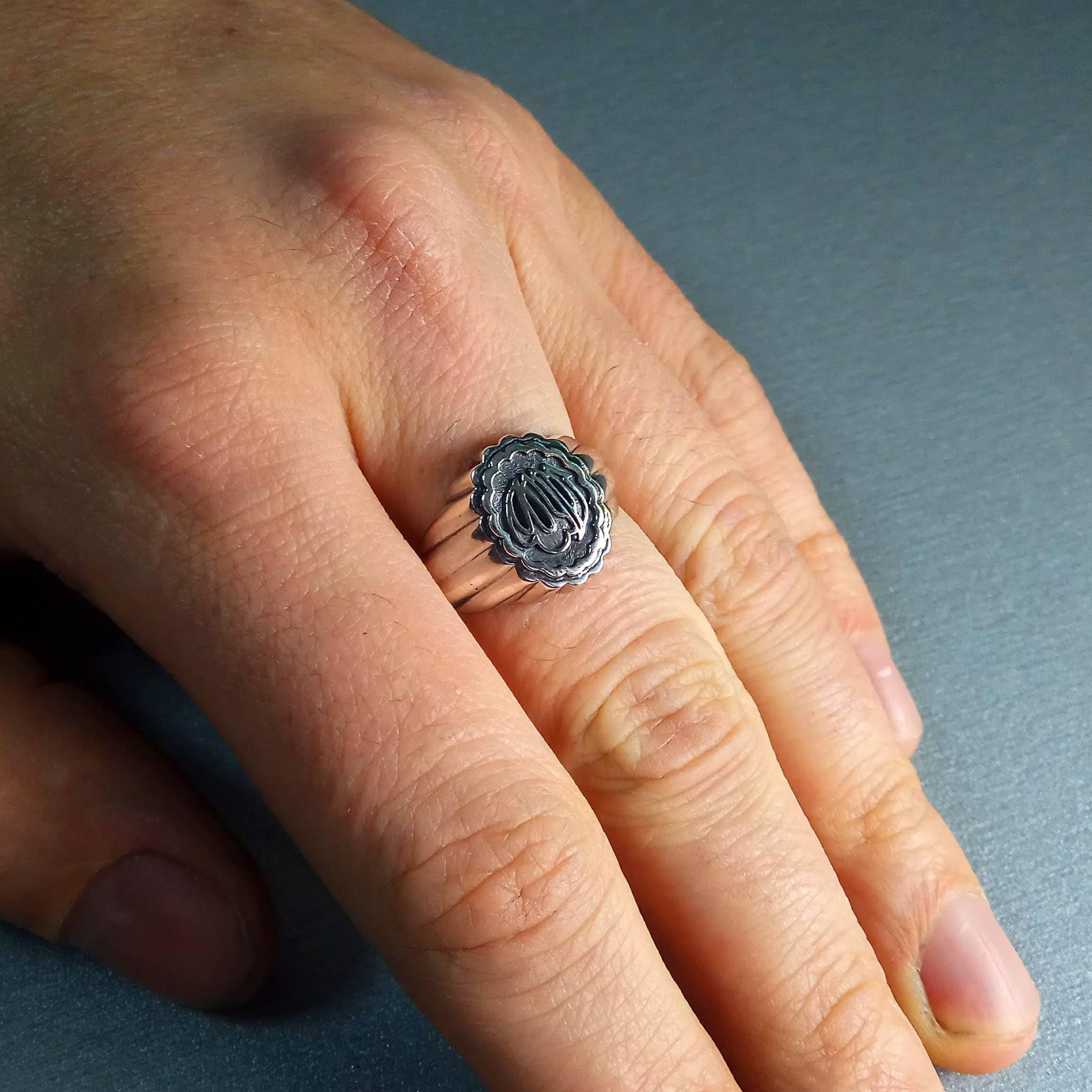 Allah Calligraphy Islam Symbol Men Ring Silver 925 - Etsy