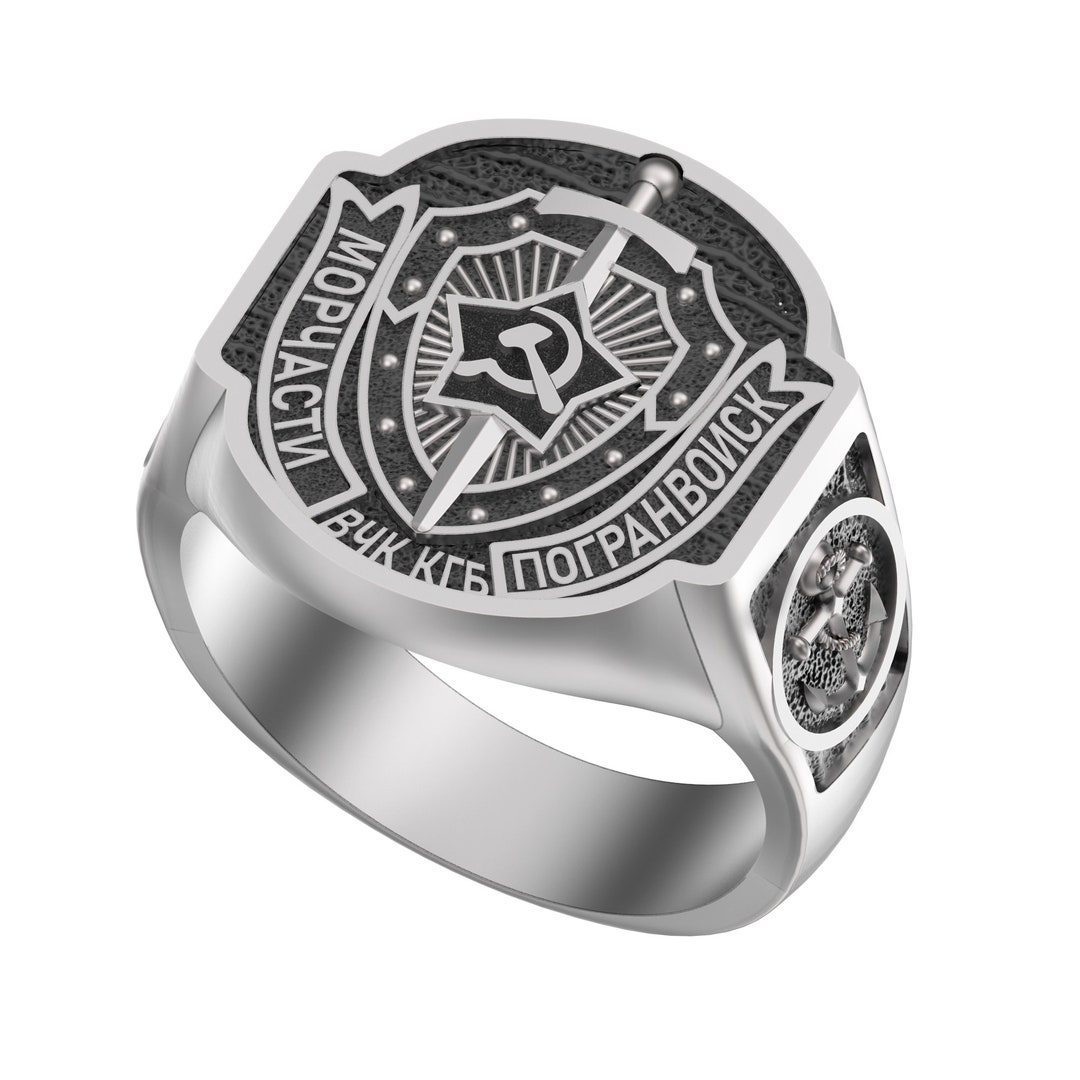 Border Forces KGB USSR, Soviet Union Border Troops, Mens Silver Signet ...