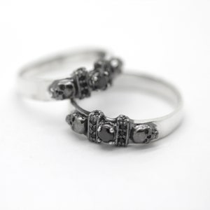 Sterling Silver Dark Gothic Skull Engagement Ring, Skull Wedding Ring ...