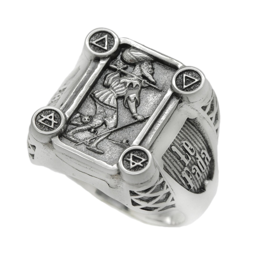 The Fool Tarot Ring Occult Mens Signet • Marcel Tarot Zero Arcana • 925 ...