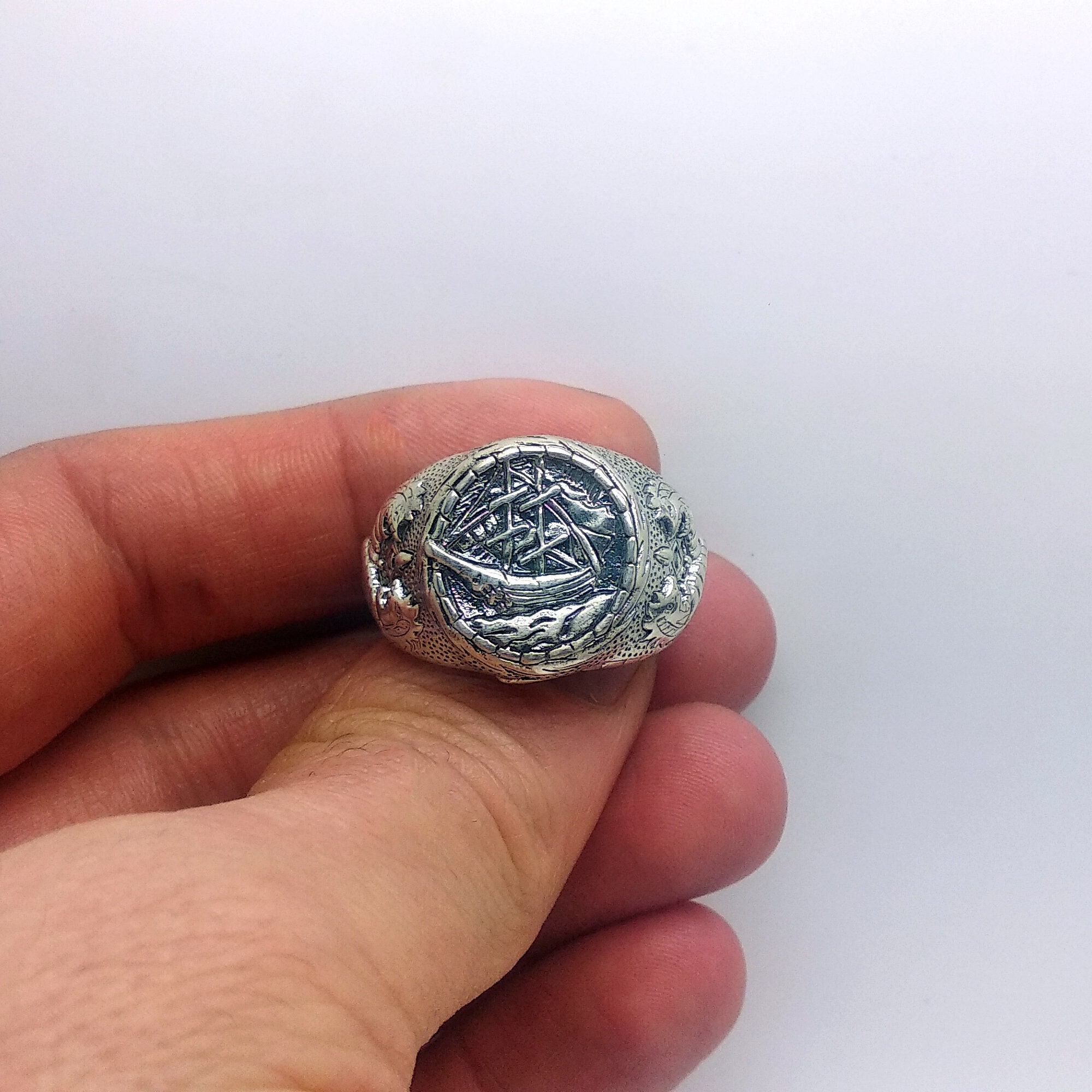 Sailing Ship Storm Sailor Ring Seamen Mens Sterling Silver - Etsy