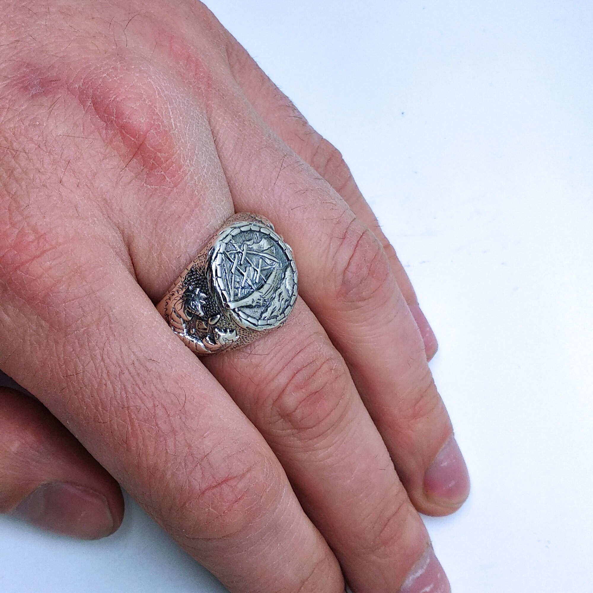 Sailing Ship Storm Sailor Ring Seamen Mens Sterling Silver - Etsy