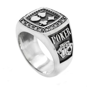 Quad Aces Mens Signet Ring – Lucky Card Suit Silver Ring, Perfect Poker ...