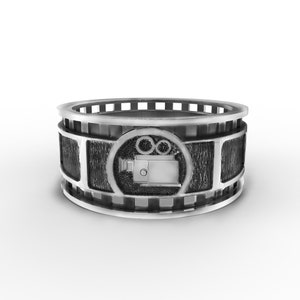 Bethtastic Film Frame and Old Movie Camera, Sterling Silver Band Ring ...