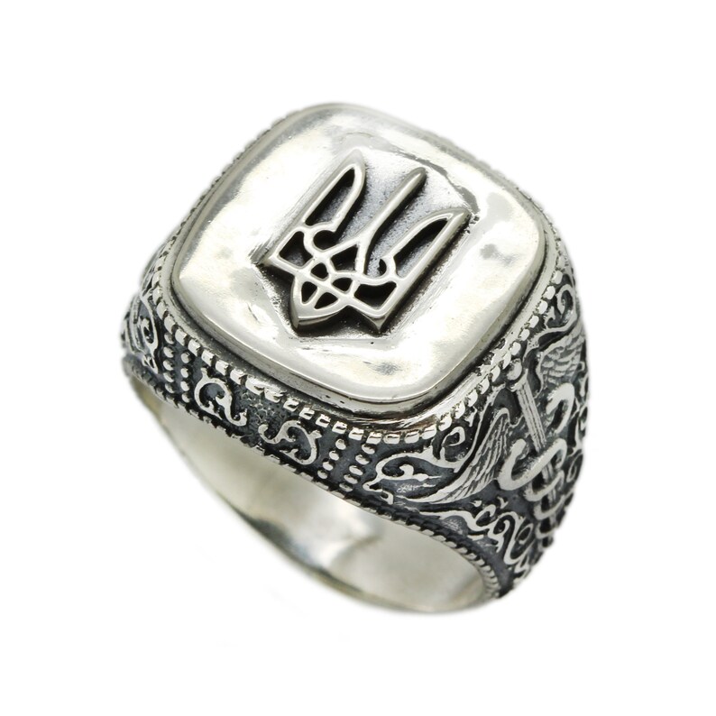 Ukrainian Trident Tryzub Symbol Mens Signet Silver 925 - Etsy