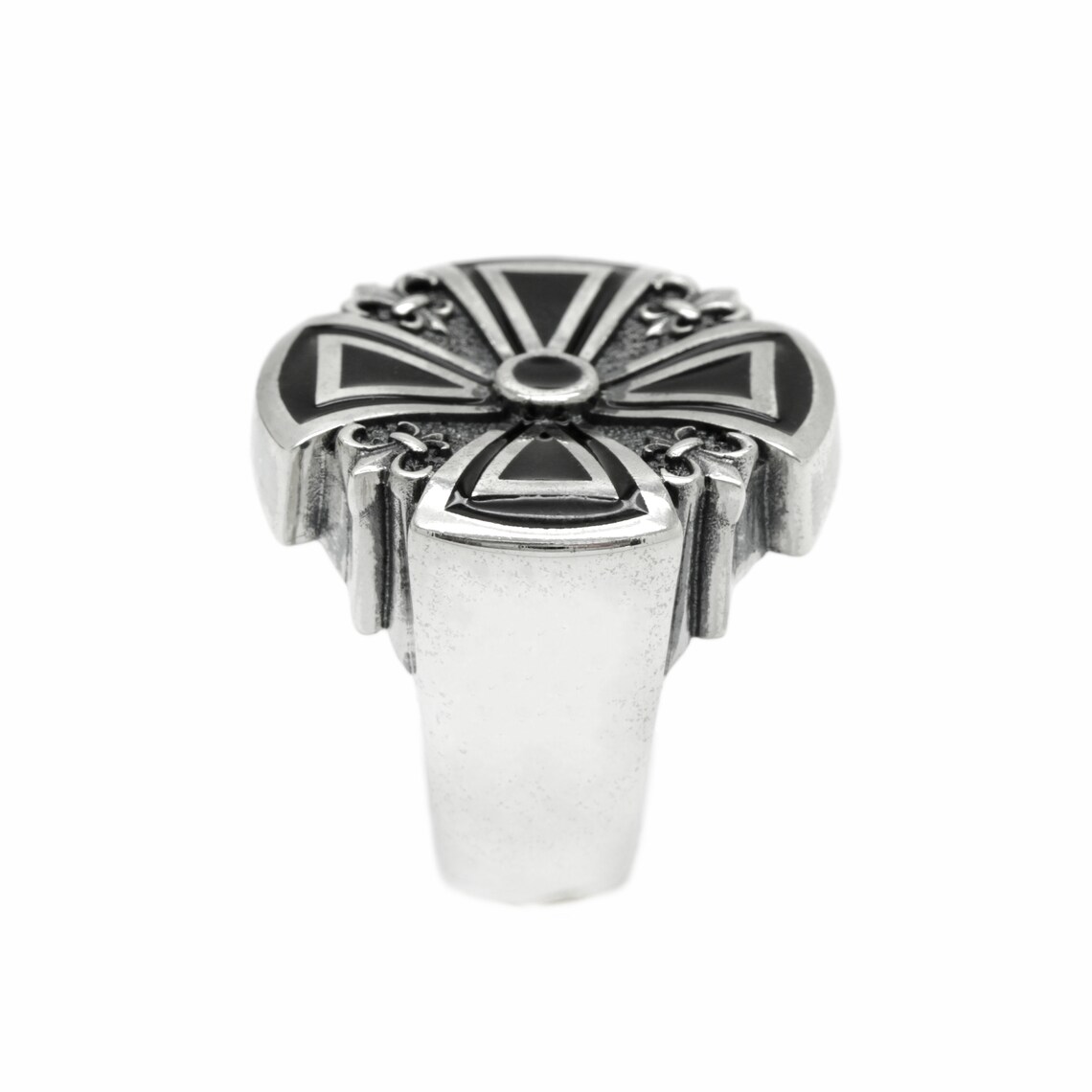 Cruz Cardinal Negra y Lirio Heráldico con Esmalte Signet | Etsy