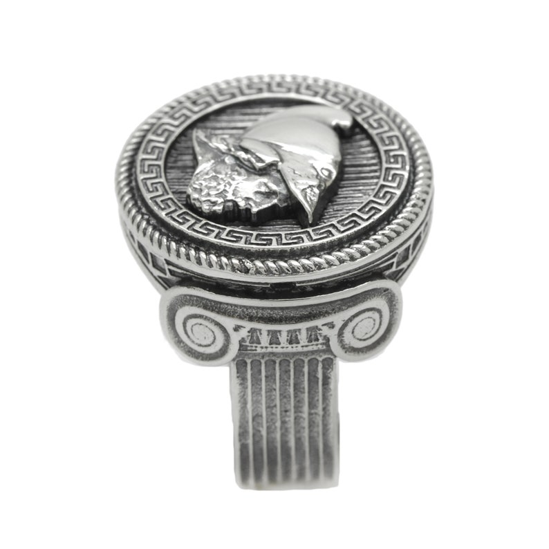 Ares Greek God of Courage and War Ring Sterling Silver Round Top Signet ...