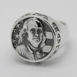Benjamin Franklin Mens Sterling Silver Ring Signet - Etsy