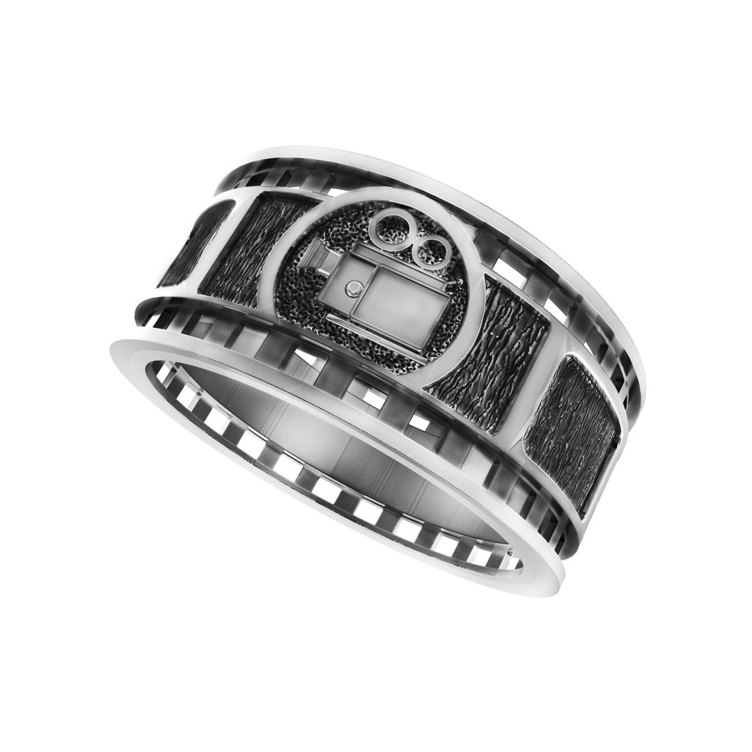 Bethtastic Film Frame and Old Movie Camera, Sterling Silver Band Ring ...