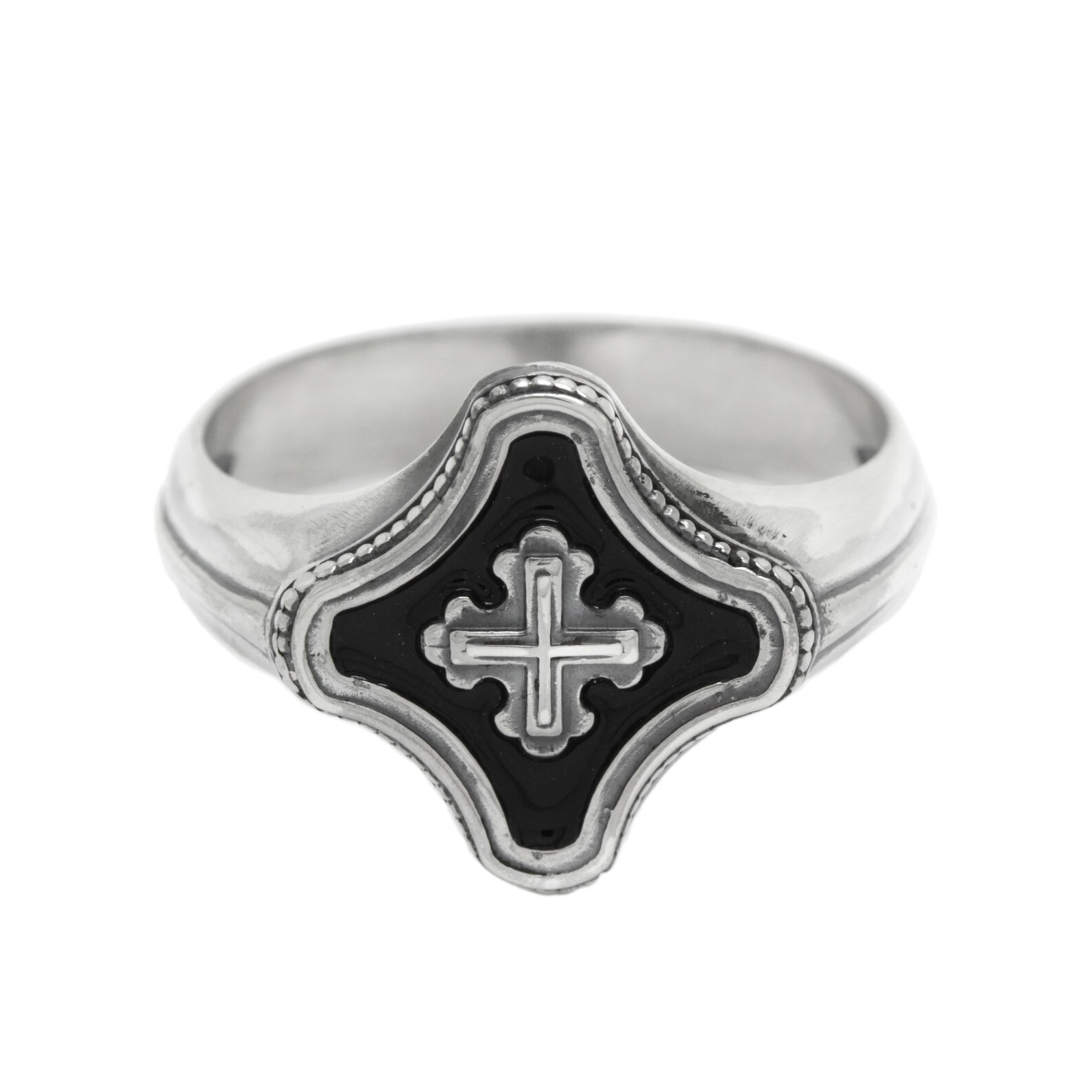 Clover Christian Cross Unisex Ring Silver 925 With Black - Etsy