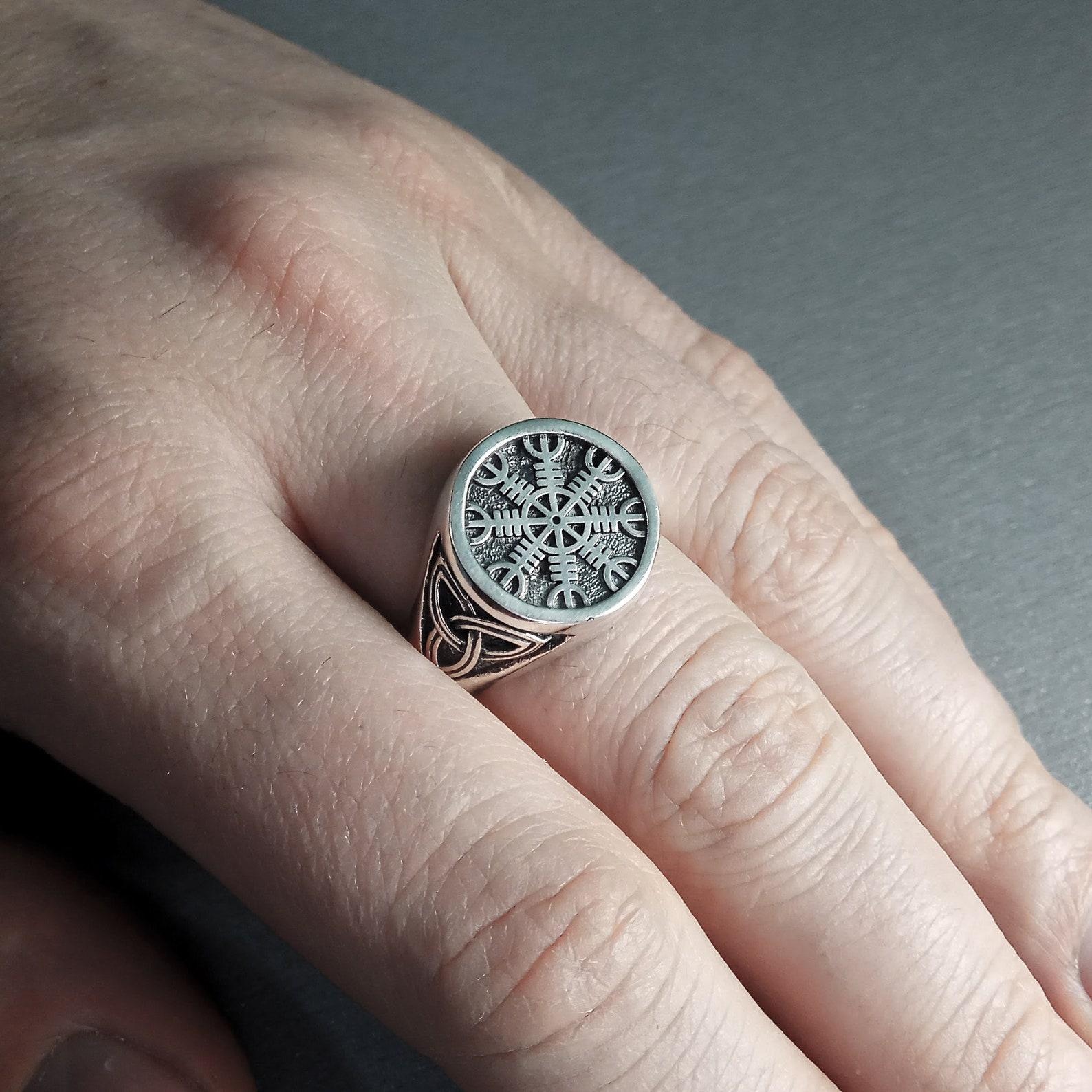 Celtic Runic Wheel Mens Signet Sterling Silver 925 | Etsy