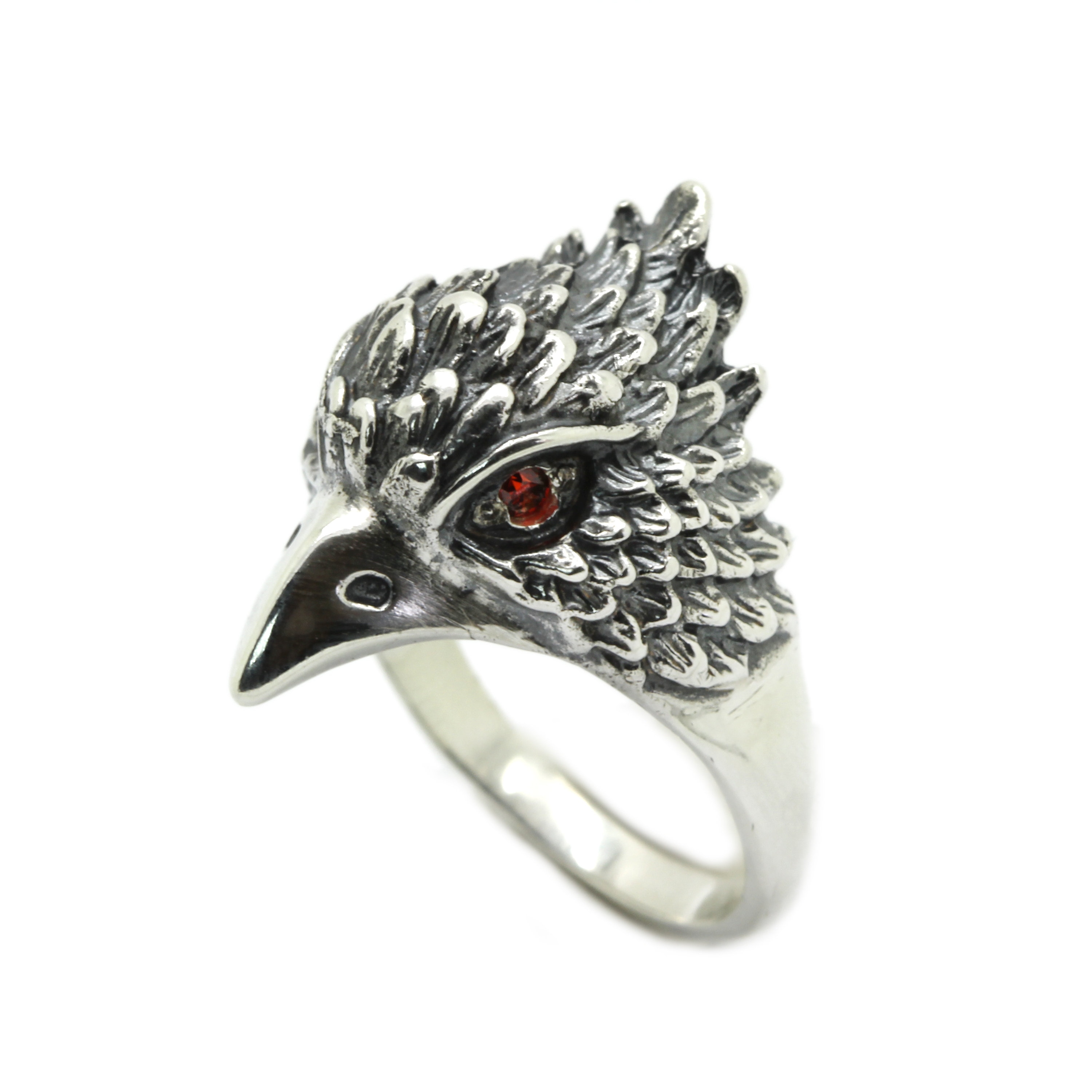 Crow Silver Ring - Bold Statement With Red Zircons - Etsy