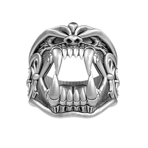 Dracula Gothic Vampire Fang Ring – Goth Sterling Silver Mens Signet ...