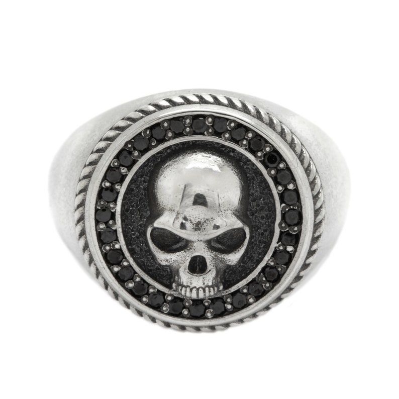 Skull Ring With Gemstones, Sterling Silver 925 - Etsy