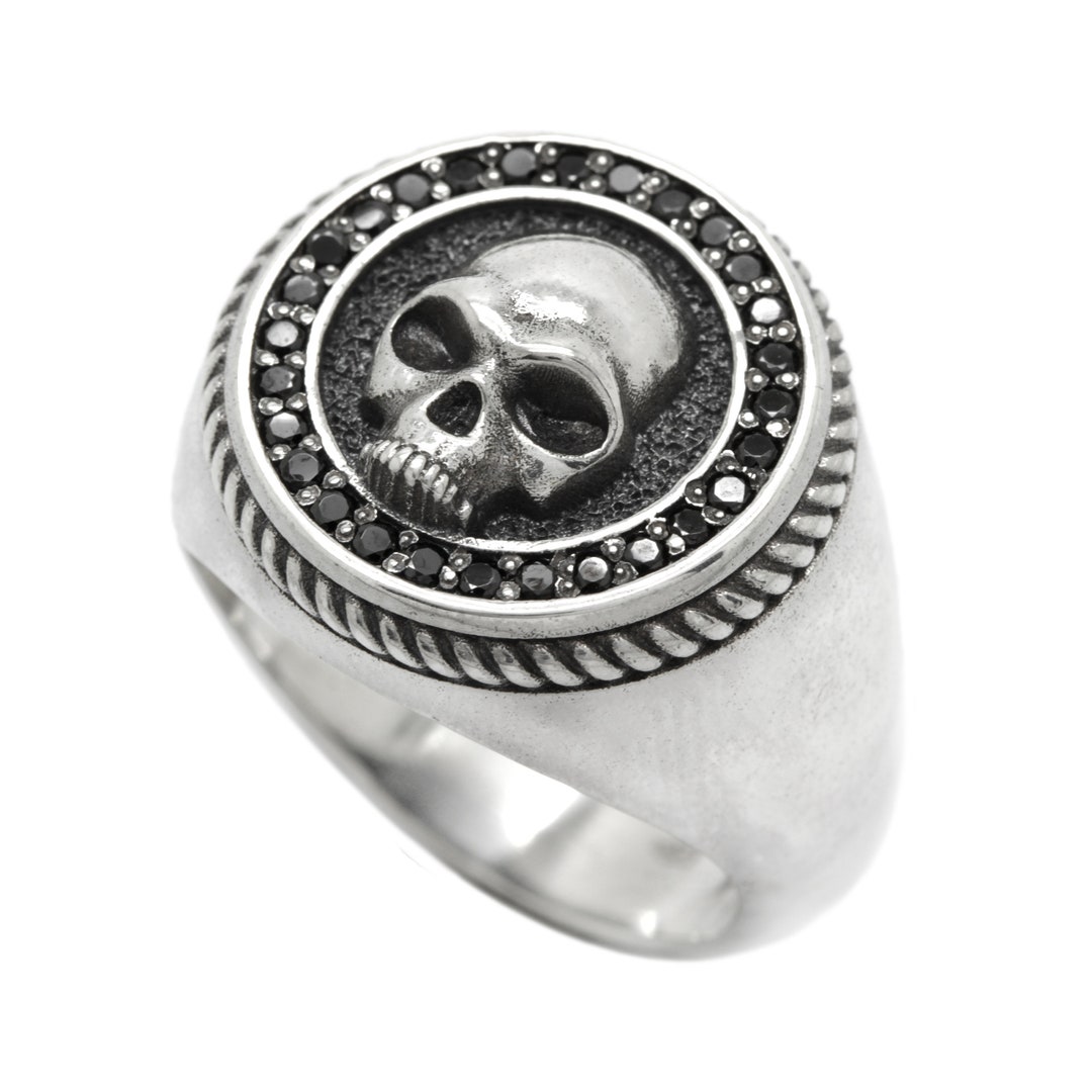 Skull Ring With Gemstones, Sterling Silver 925 - Etsy