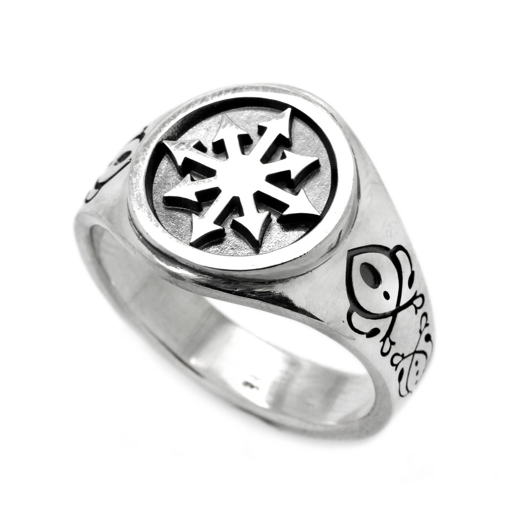 Chaos Magic Star Mens Signet Ring, Occult Esoteric Jewelry, Chunky Ring ...