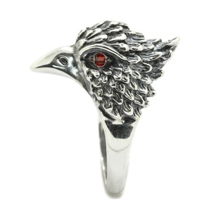 Crow Silver Ring - Bold Statement With Red Zircons - Etsy