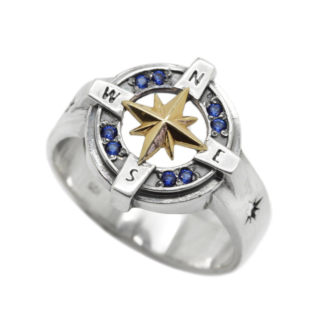 Wind Rose Compass Signet Ring Silver 925 - Etsy