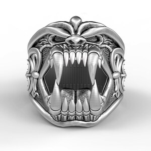 Dracula Gothic Vampire Fang Ring – Goth Sterling Silver Mens Signet ...