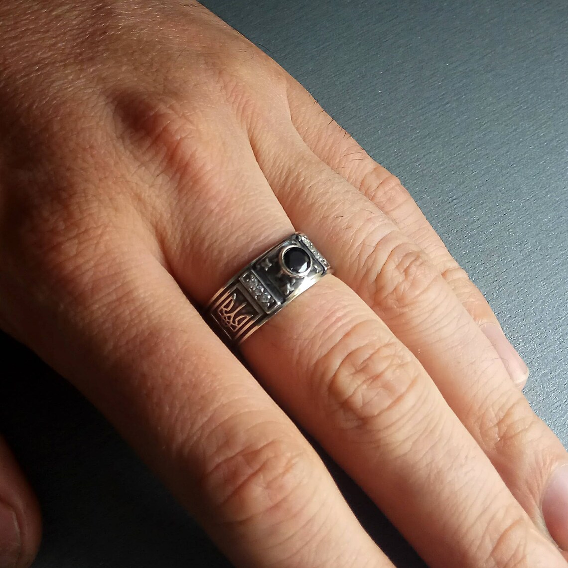 Ukrainian Trident Tryzub Symbol Black Zircon Ring Silver 925 - Etsy