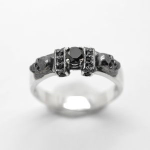 Sterling Silver Dark Gothic Skull Engagement Ring, Skull Wedding Ring ...