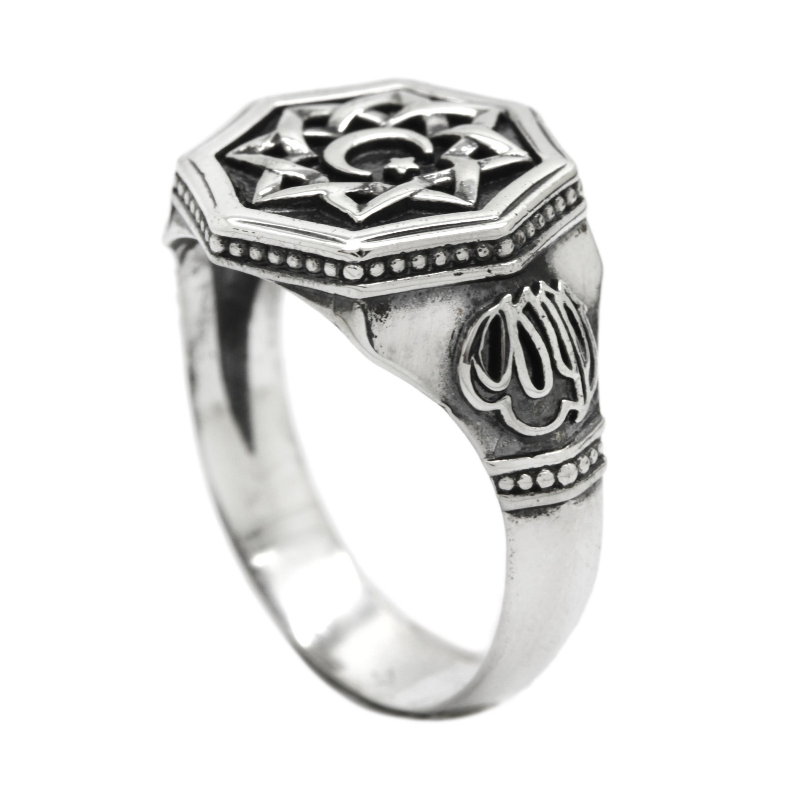 Islam Symbol Star and Crescent Moon Ring Silver 925 | Etsy