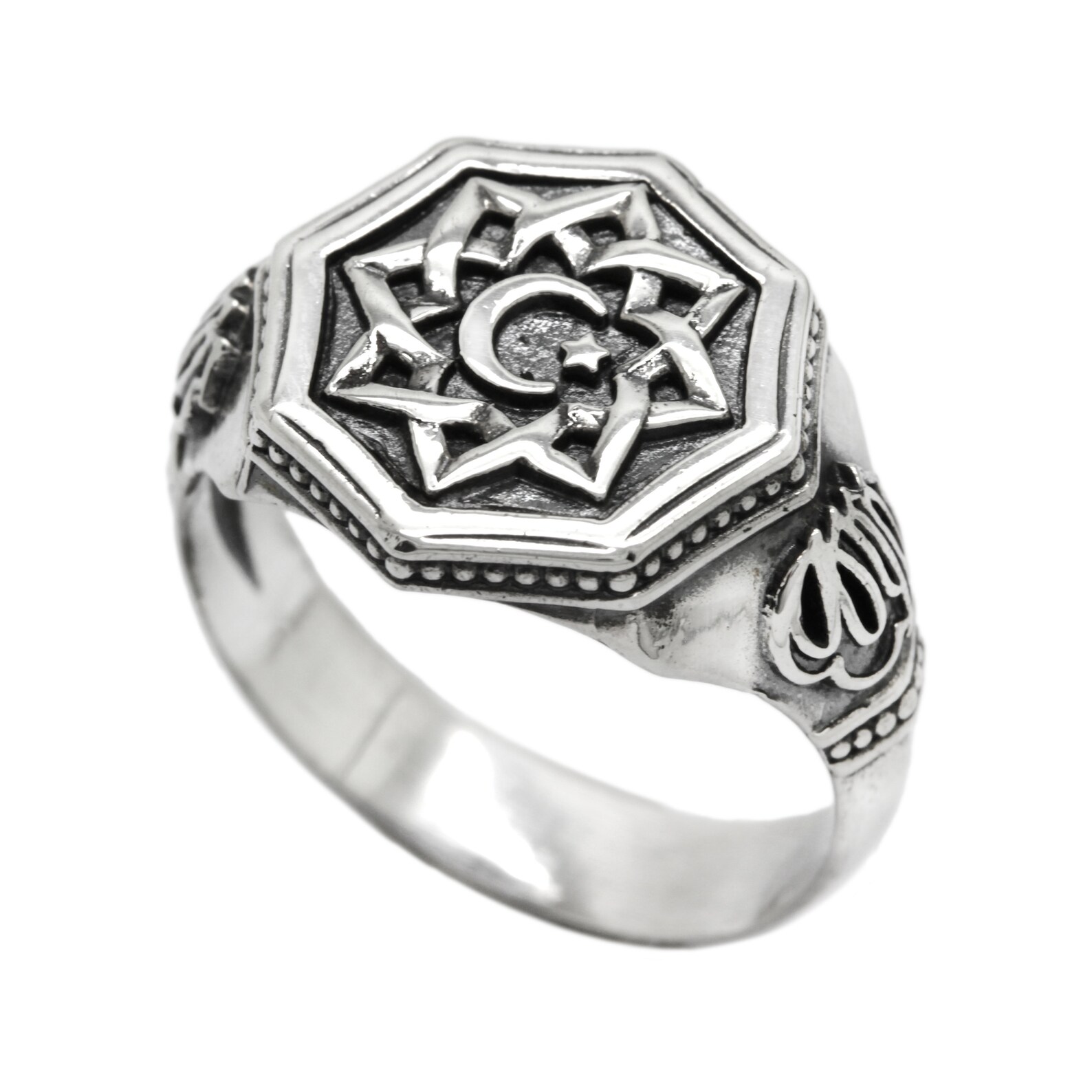 Islam Symbol Star and Crescent Moon Ring Silver 925 | Etsy