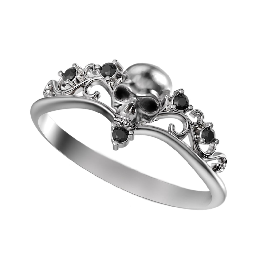 Beautiful Goth Skull Womens Ring, Gothic Ring, Blackened Sterling ...
