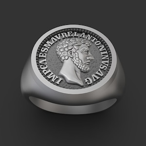 Marcus Aurelius Stoic Theological Ring, Christian Ring, Sterling Silver ...