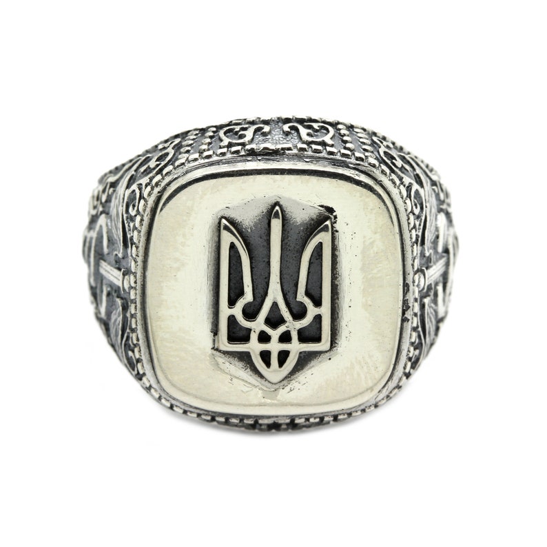 Ukrainian Trident Tryzub Symbol Mens Signet Silver 925 - Etsy