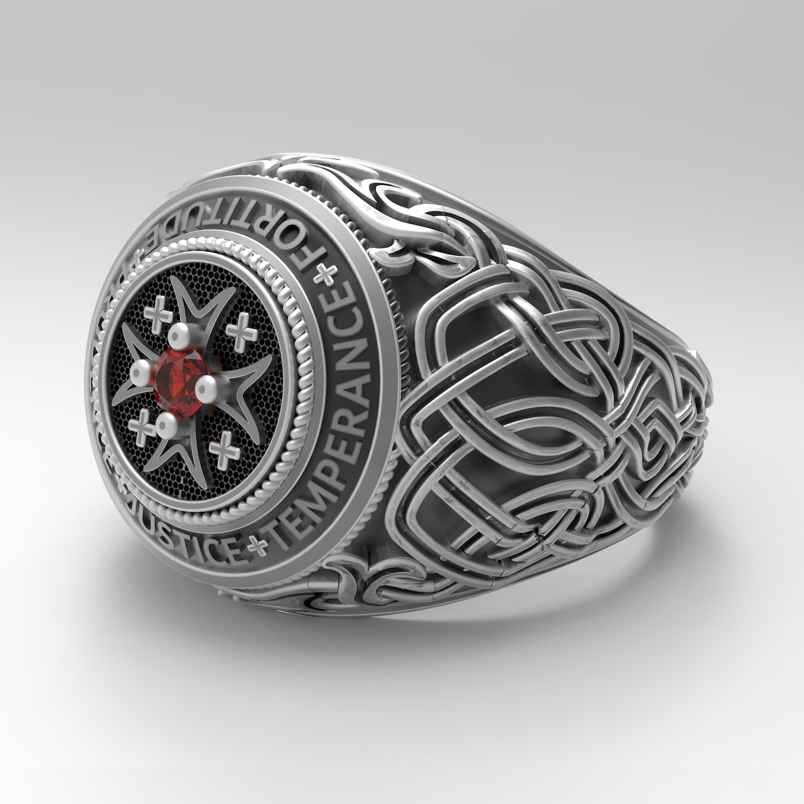 Catholic Ring Four Cardinal Virtues – Christian Mens Signet Ring ...