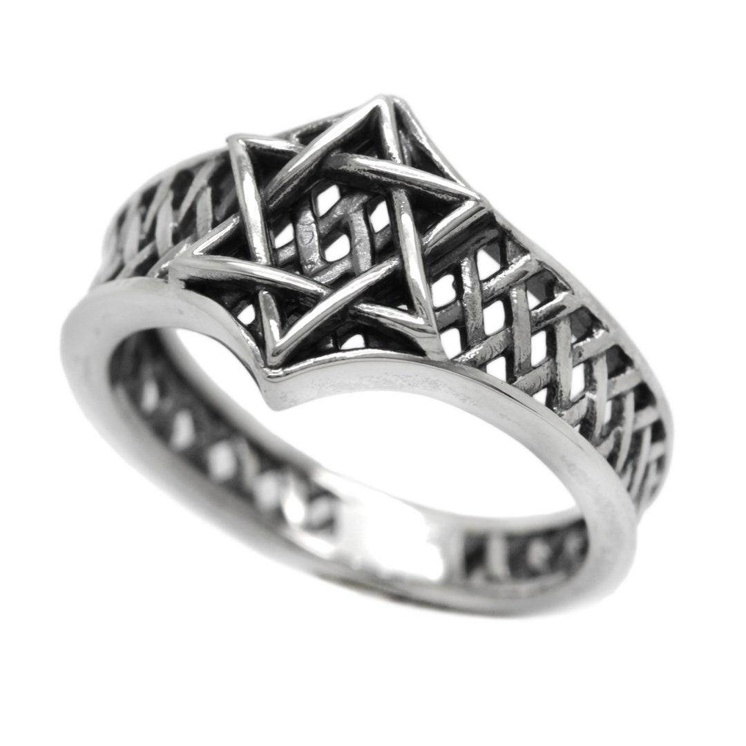 Star of David Ring, King Solomon Ring, Jewish Star, Sterling Silver Men ...