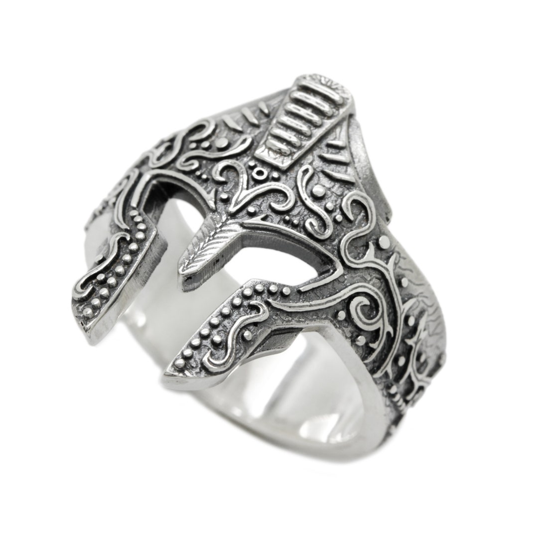 Greek Knight Helmet Men Ring Silver 925 - Etsy