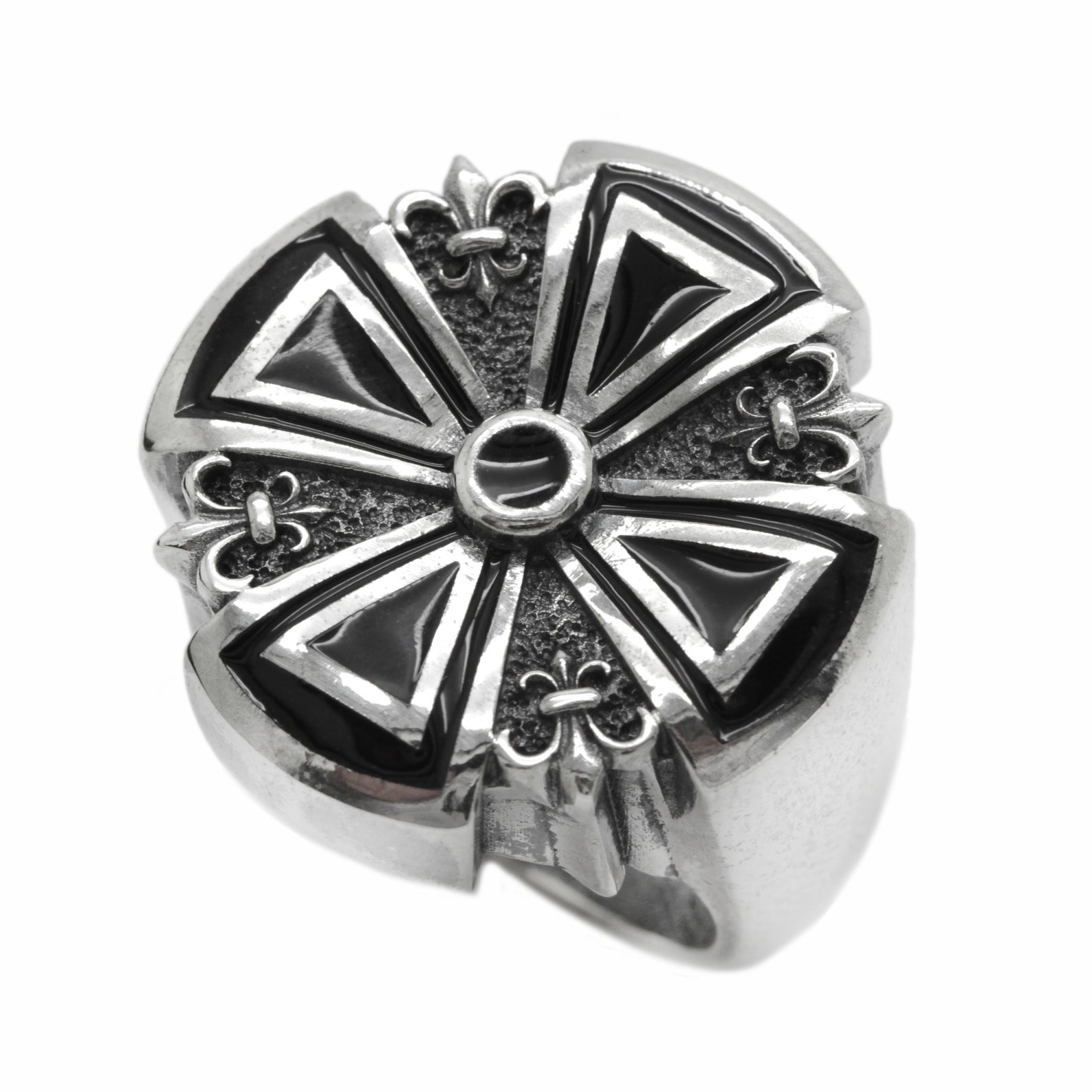 Cruz Cardinal Negra y Lirio Heráldico con Esmalte Signet | Etsy