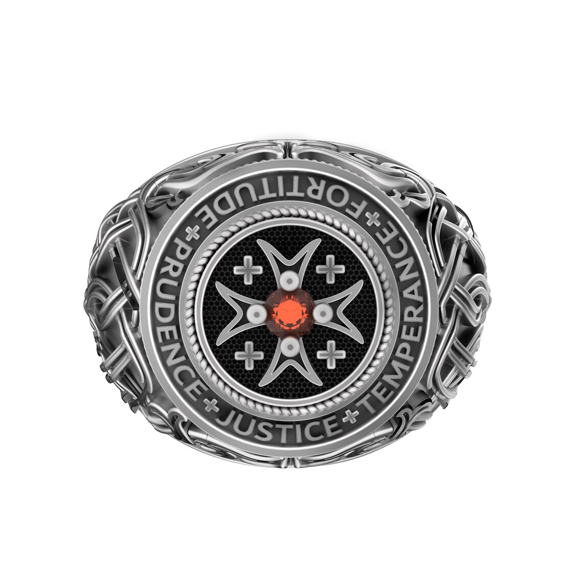 Catholic Ring Four Cardinal Virtues – Christian Mens Signet Ring ...