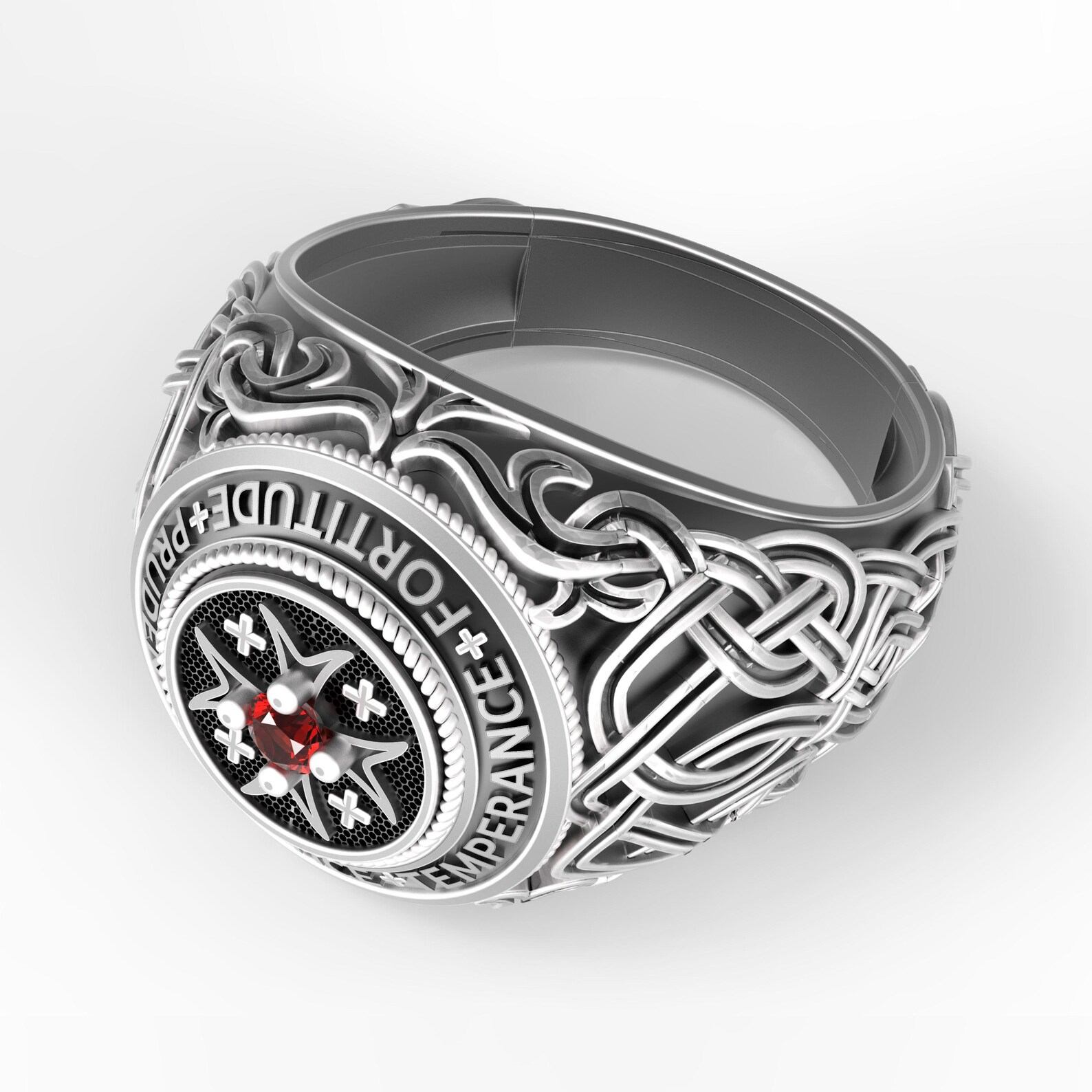 Catholic Ring Four Cardinal Virtues – Christian Mens Signet Ring ...