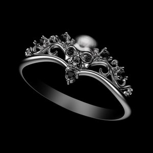 Beautiful Goth Skull Womens Ring, Gothic Ring, Blackened Sterling ...