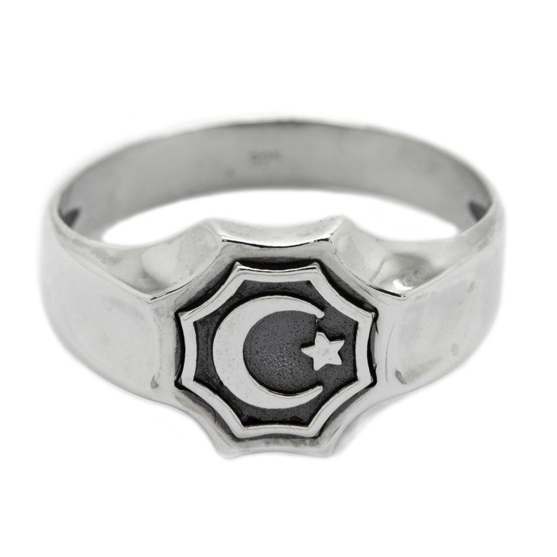 Islam Symbol Star and Crescent Moon Men's Silver Ring - Etsy