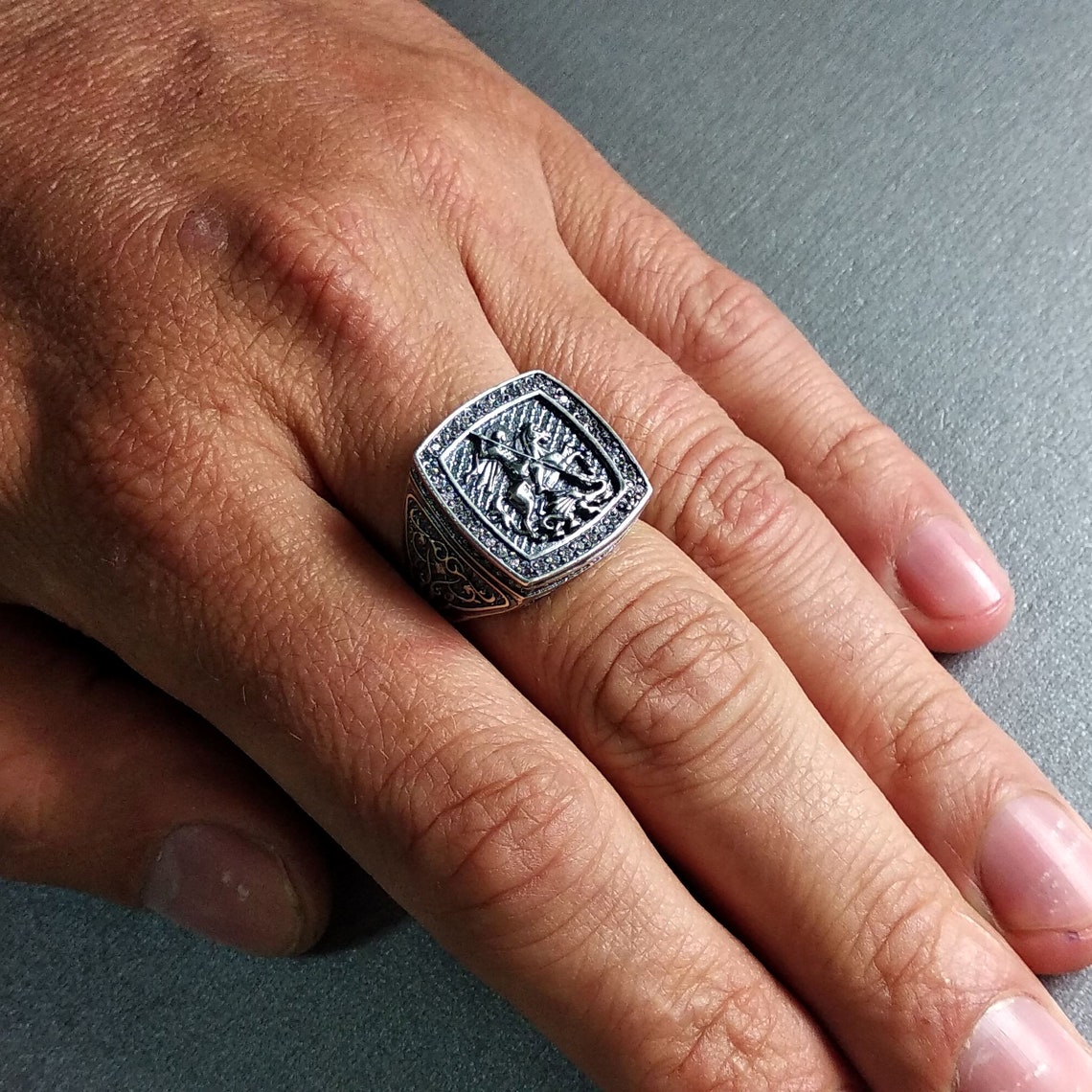 George the Victorious Men's Ring Silver 925 - Etsy