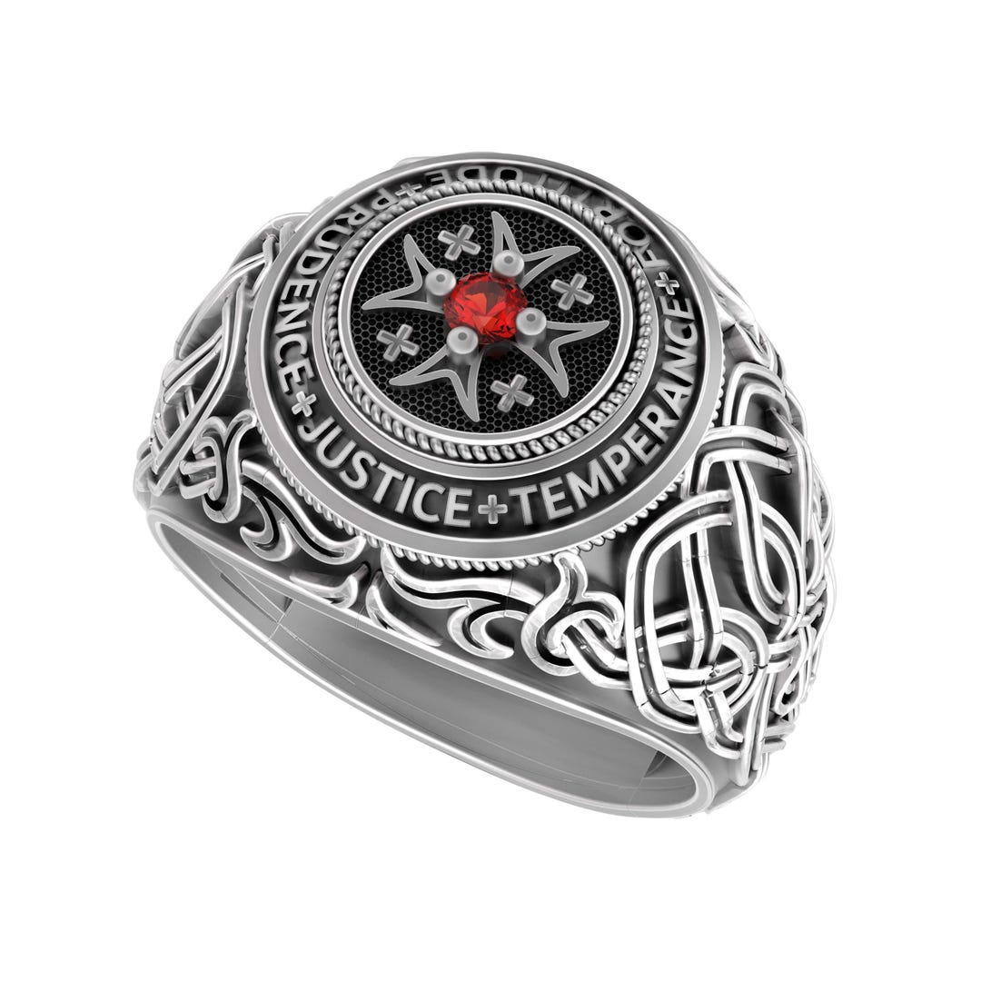Catholic Ring Four Cardinal Virtues – Christian Mens Signet Ring ...