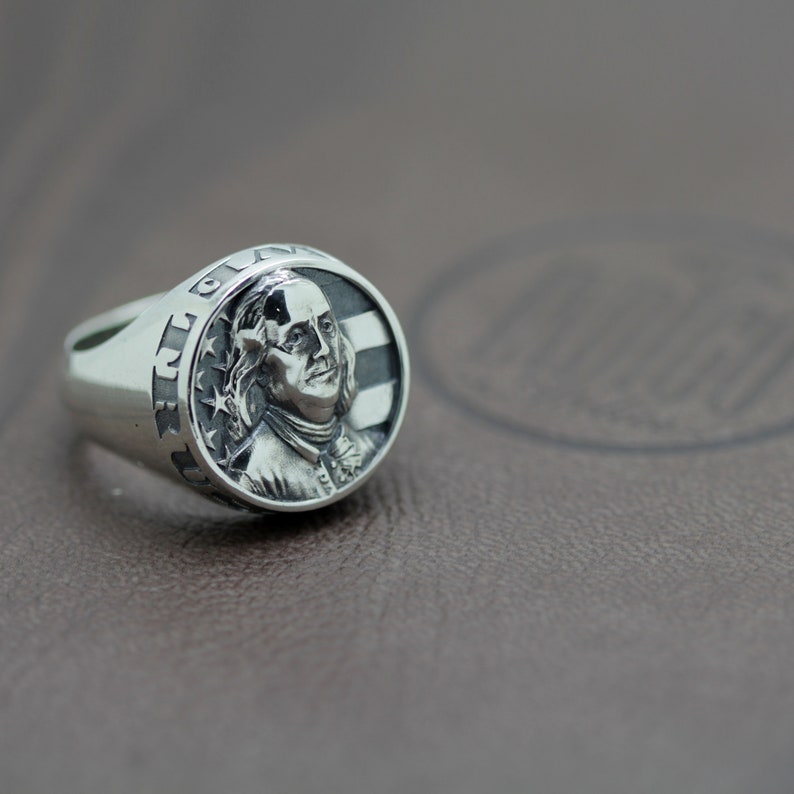 Benjamin Franklin Mens Sterling Silver Ring Signet - Etsy