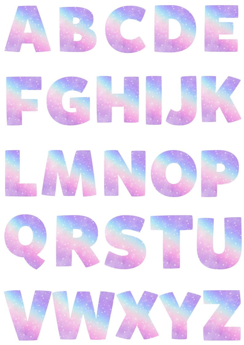 Unicorn Alphabet Prints, Digital Download, Girl Bedroom Wall Decor ...