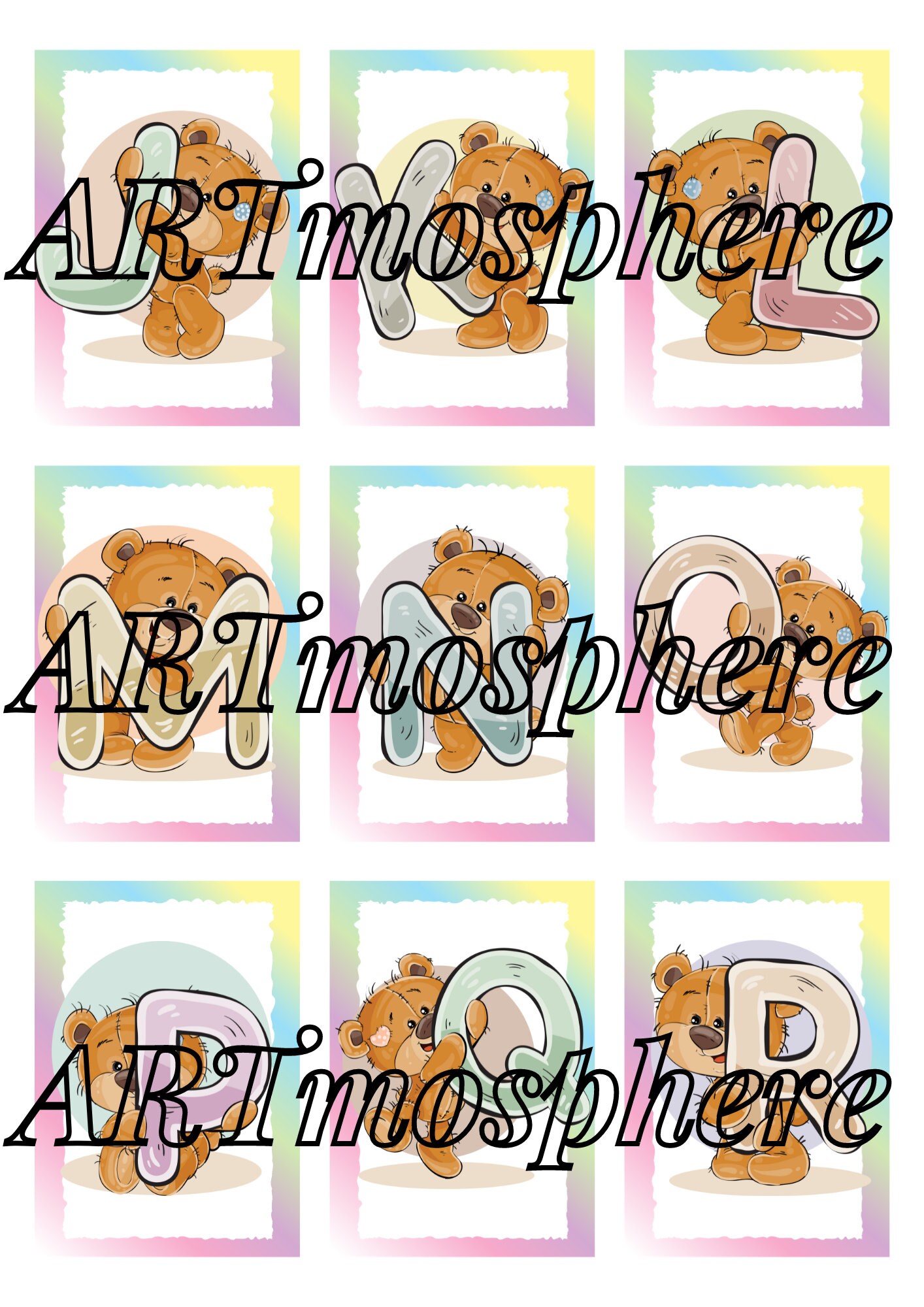 Alphabet and Number Bear Playing Cards, Educational Game, School ...