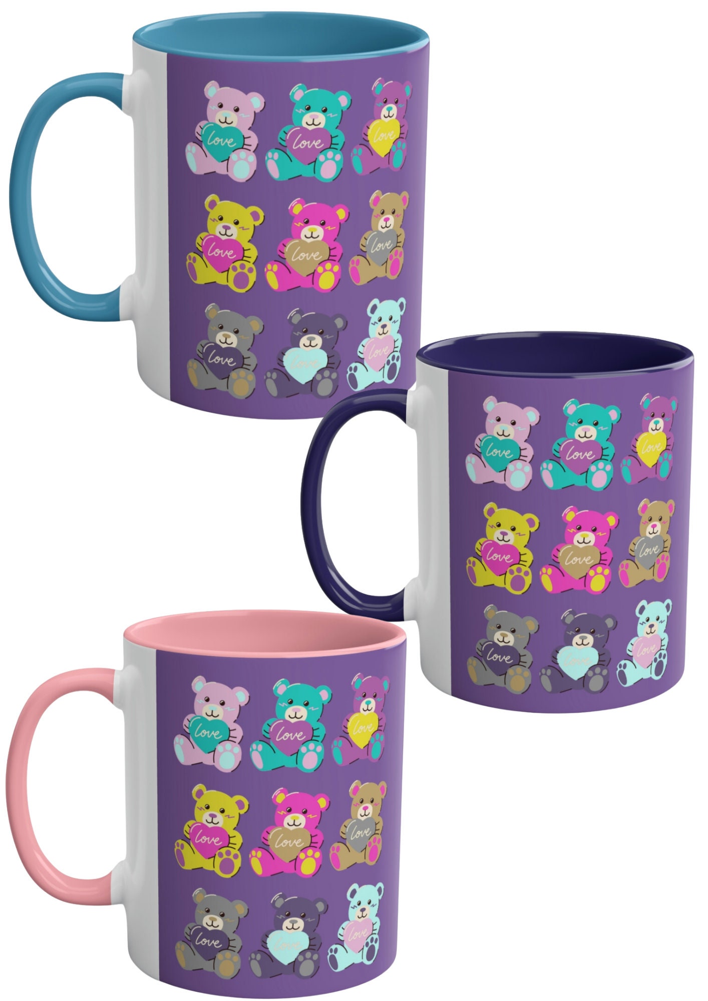 Teddy Bear Mug, Cute Kid's Mug, Staffroom Mug, Tea Cup, Work Mug, Multi ...