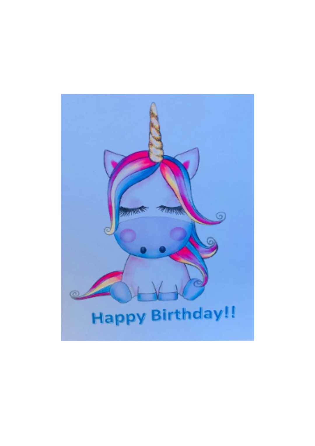 Printable Unicorn Birthday Card, Downloadable Card, Digital, Girl ...