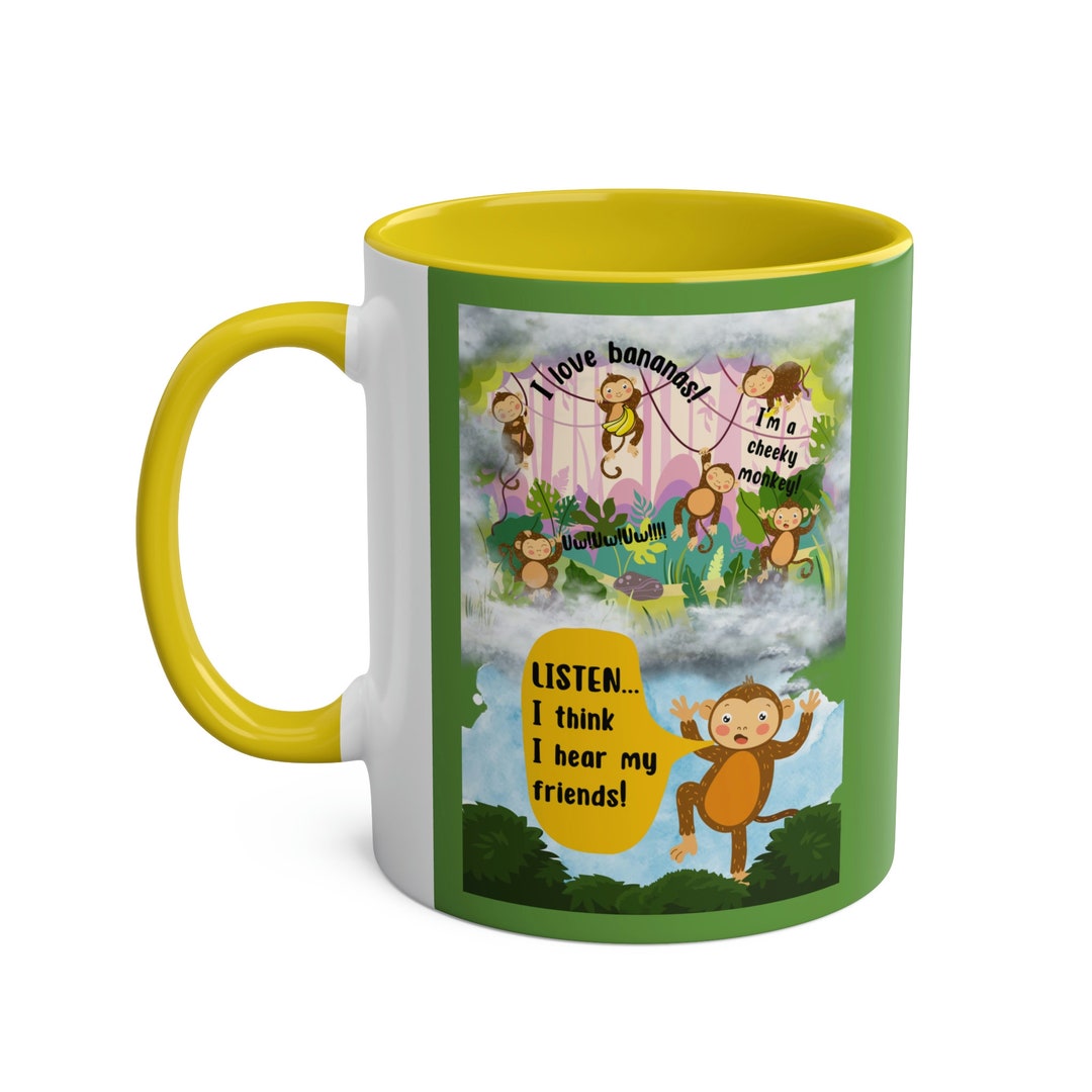 Monkey Mug, Jungle Scene Cup for Kids, Monkeys in the Jungle, I Love ...