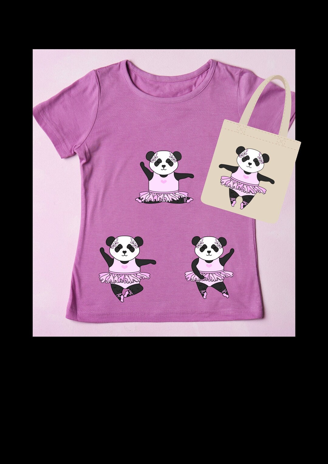 Girl's T-shirt Transfer Design, Printable Panda Ballerina Heat ...