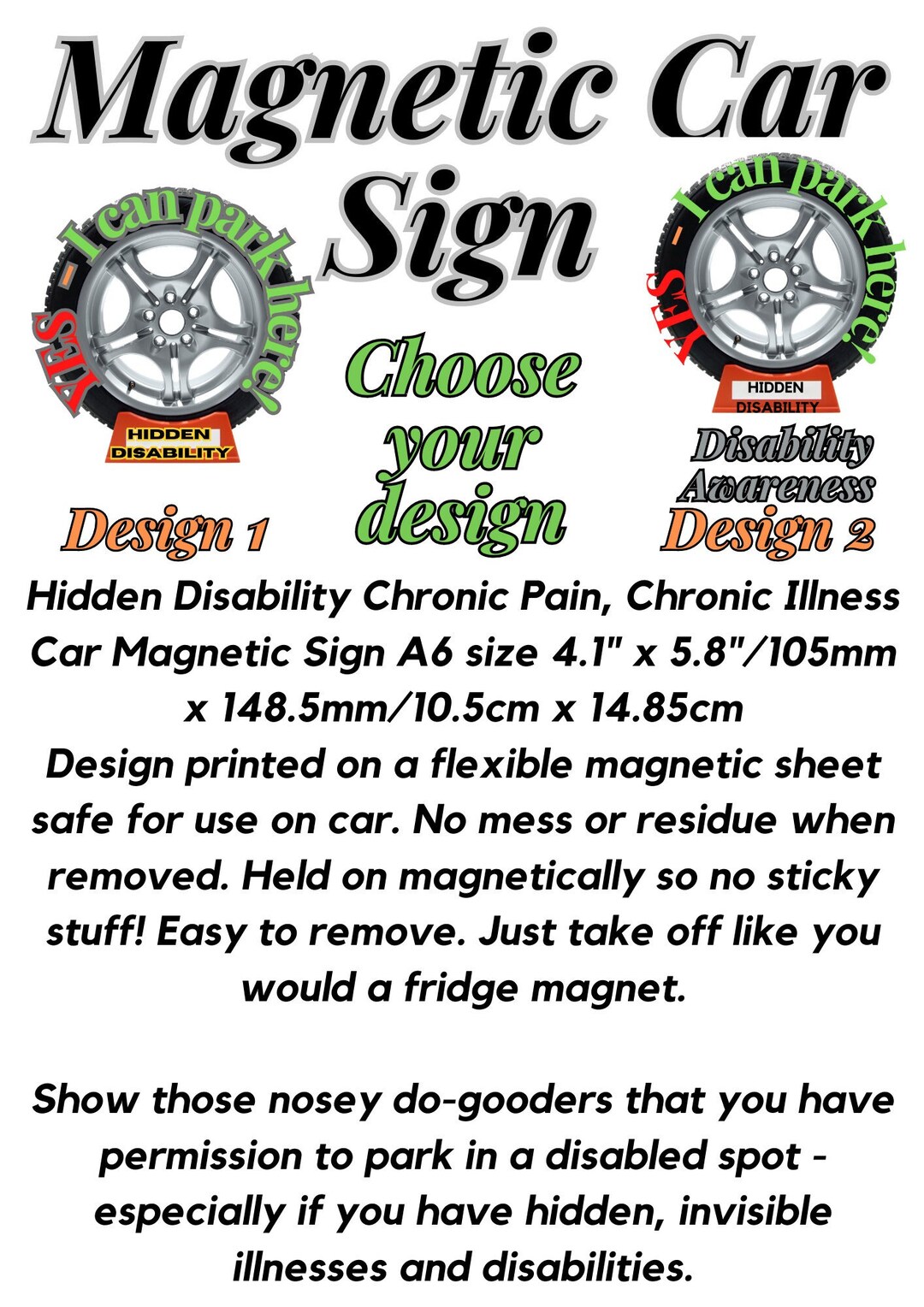 Disabled Parking Magnetic Car Sign Decal, Hidden Disability Car Sticker ...