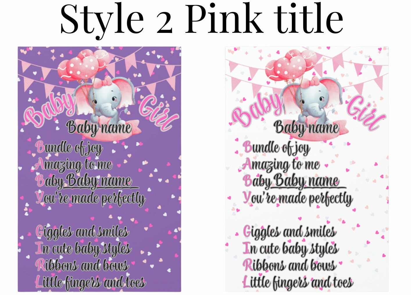 Baby Girl Poem on Satin Stretched Canvas, Personalised Baby Girl Poem ...